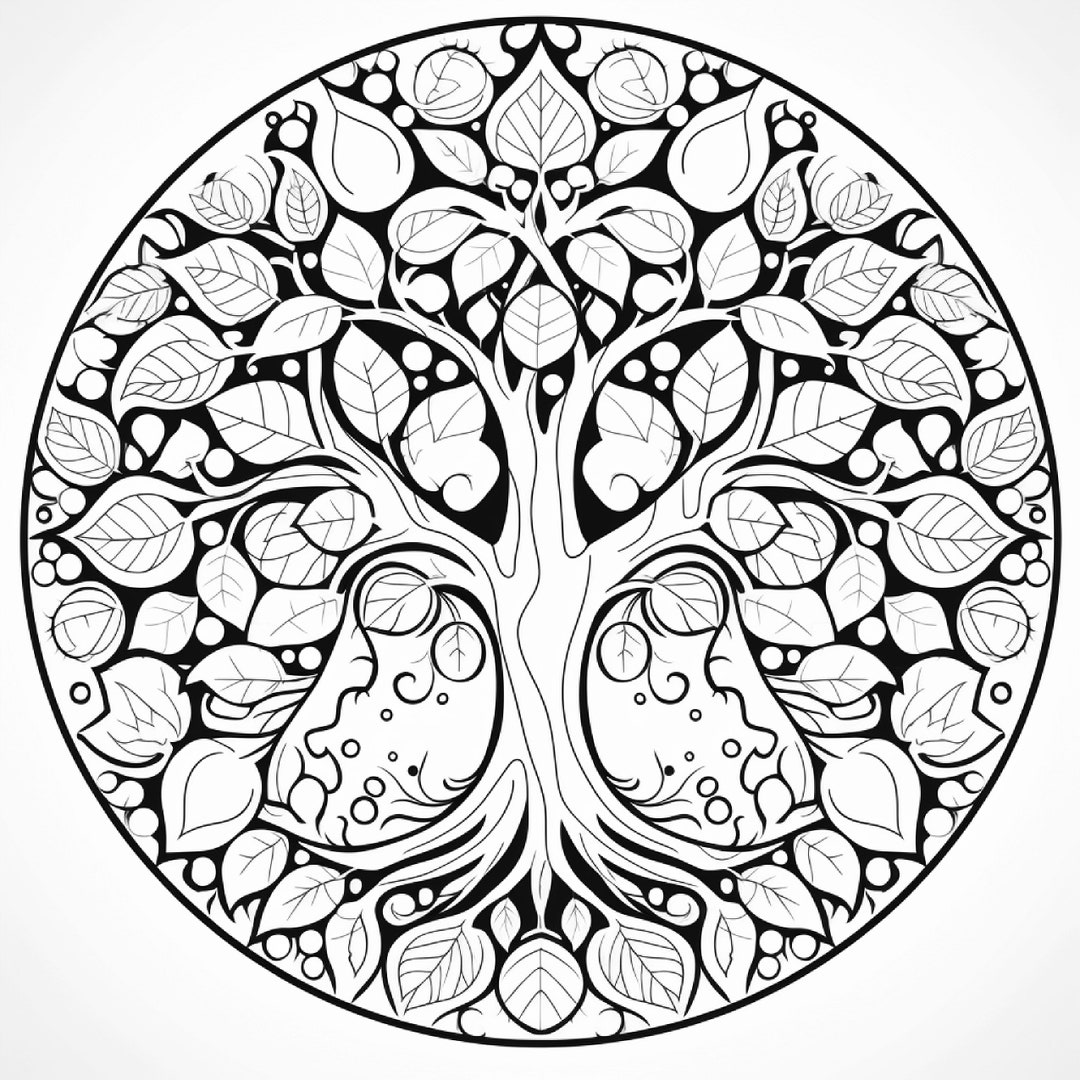 98 Mandala Trees Coloring Pages | Relaxation & Creativity for All Ages ...