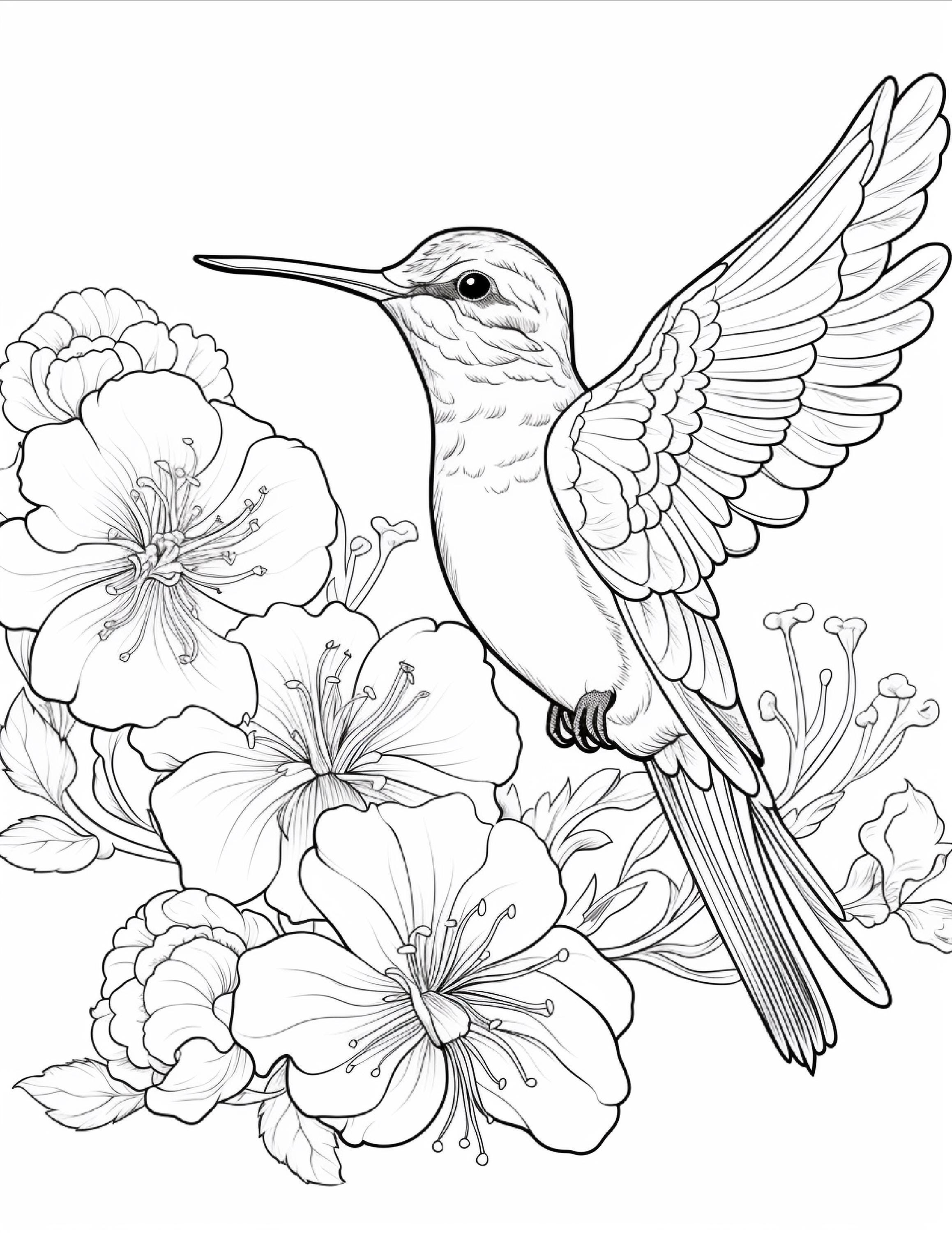 100 Hummingbird & Flower Coloring Pages PDF | Instant Download ...