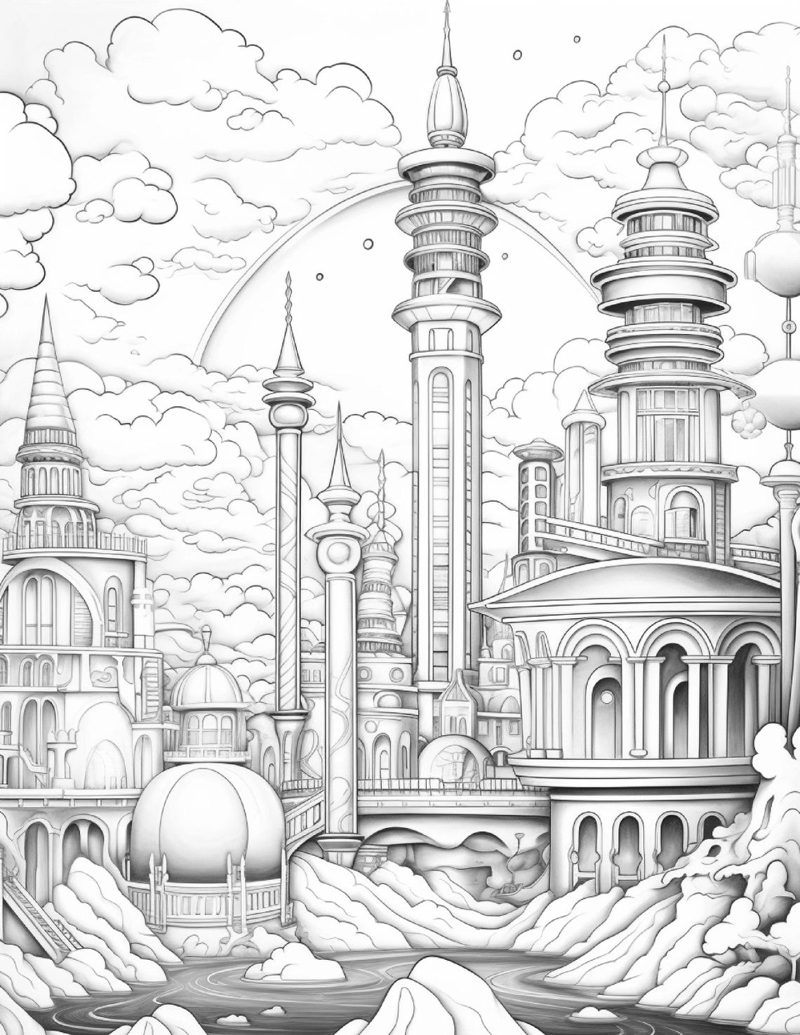 Architectural Buildings Coloring Pages: 100 Designs + 160 Bonus Images ...