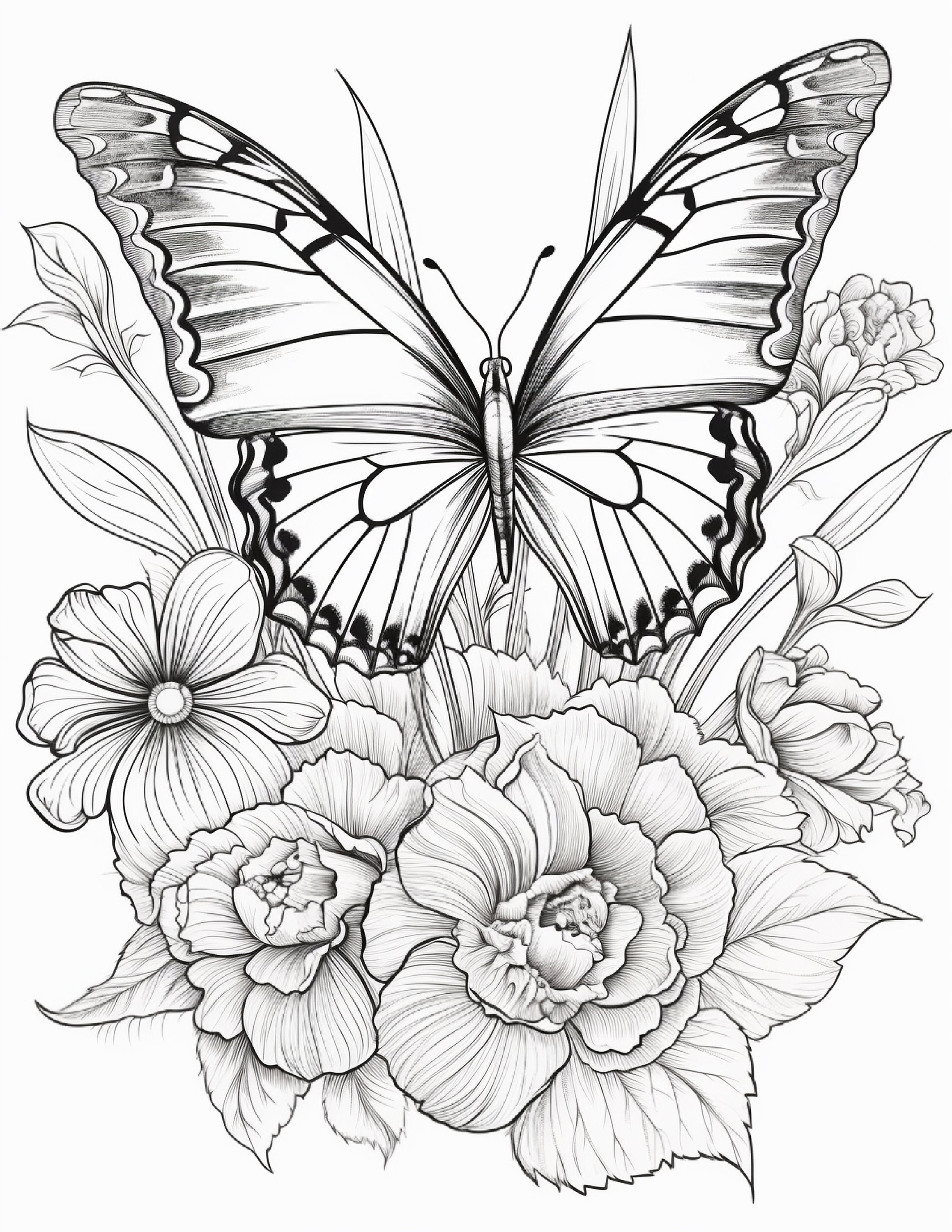 Butterfly & Flower Coloring Pages: 211 Intricate Designs (PDF Download ...