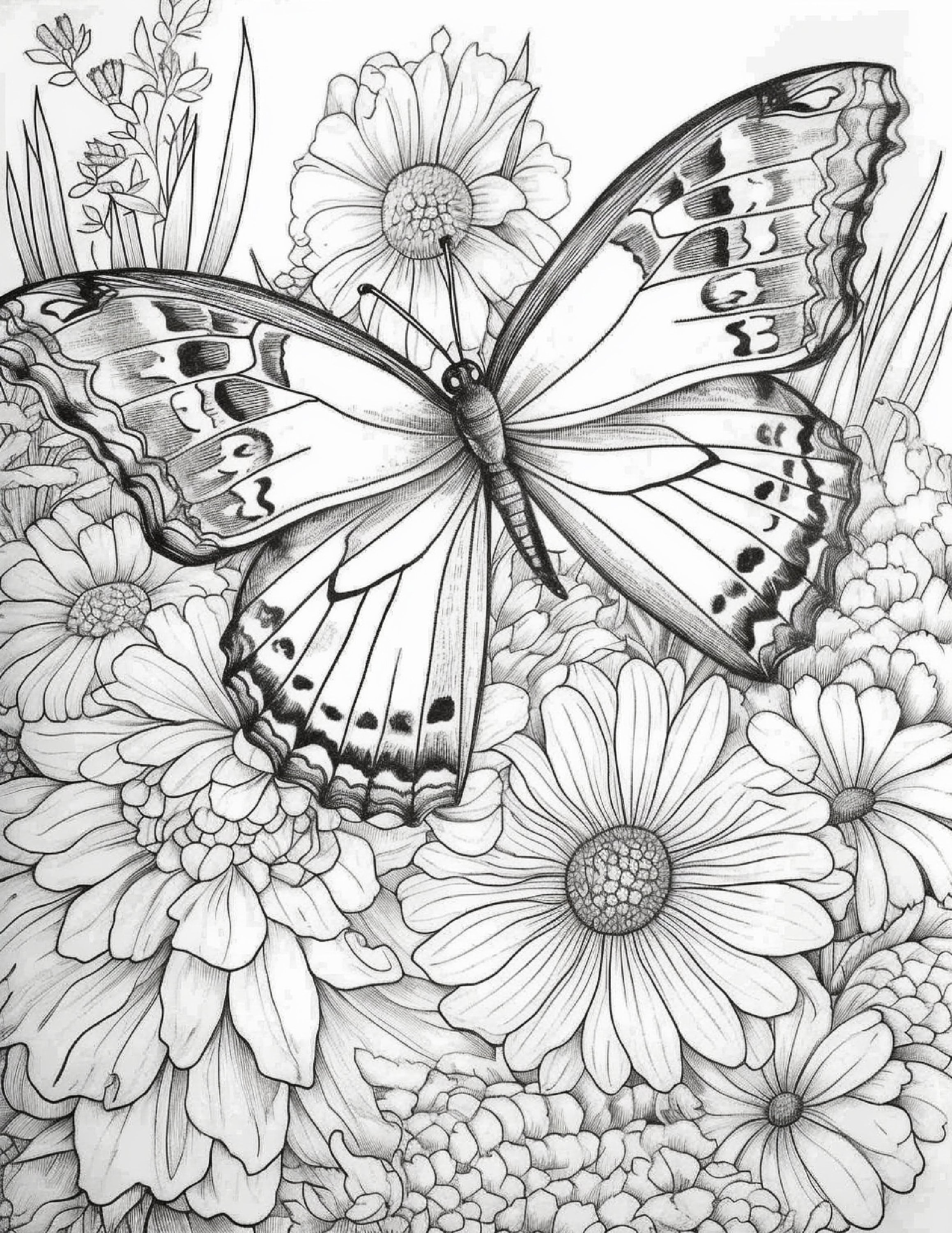 Butterfly & Flower Coloring Pages: 211 Intricate Designs (PDF Download ...