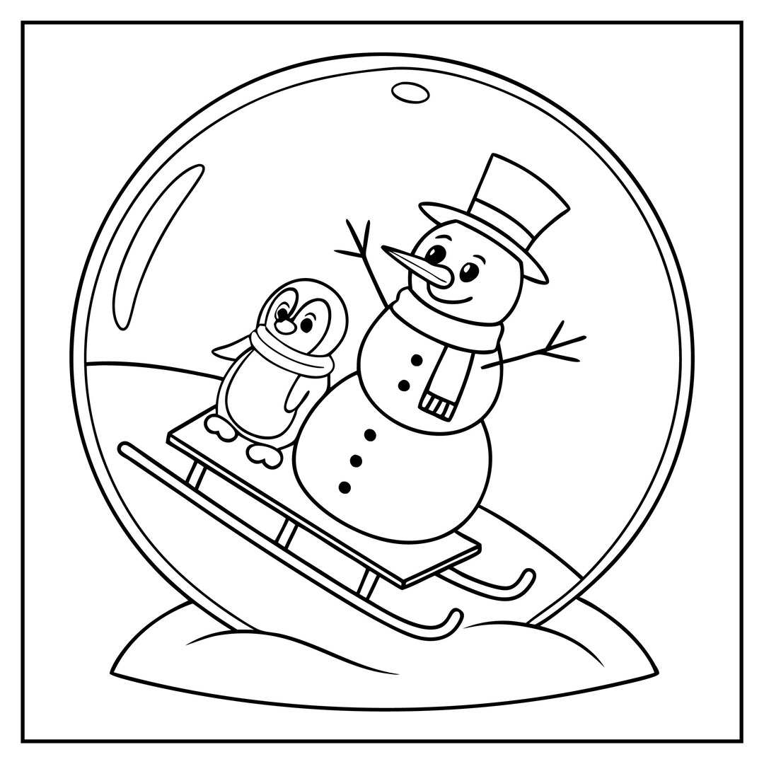 25 Christmas Snow Globes to Color - Printable JPG Coloring Pages for ...