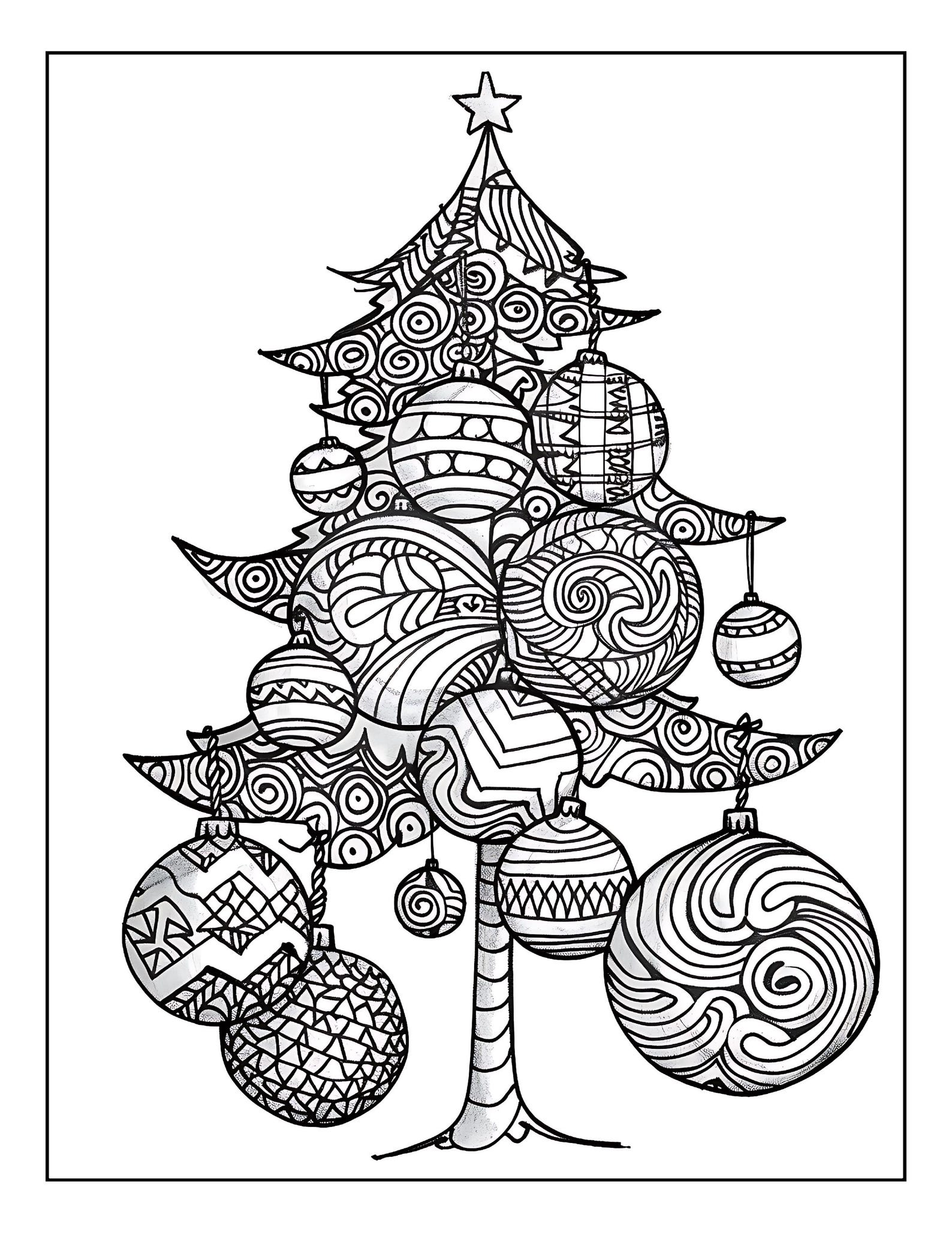 100 Woodland Christmas Tree Coloring Pages PDF + PNG Files | Digital ...
