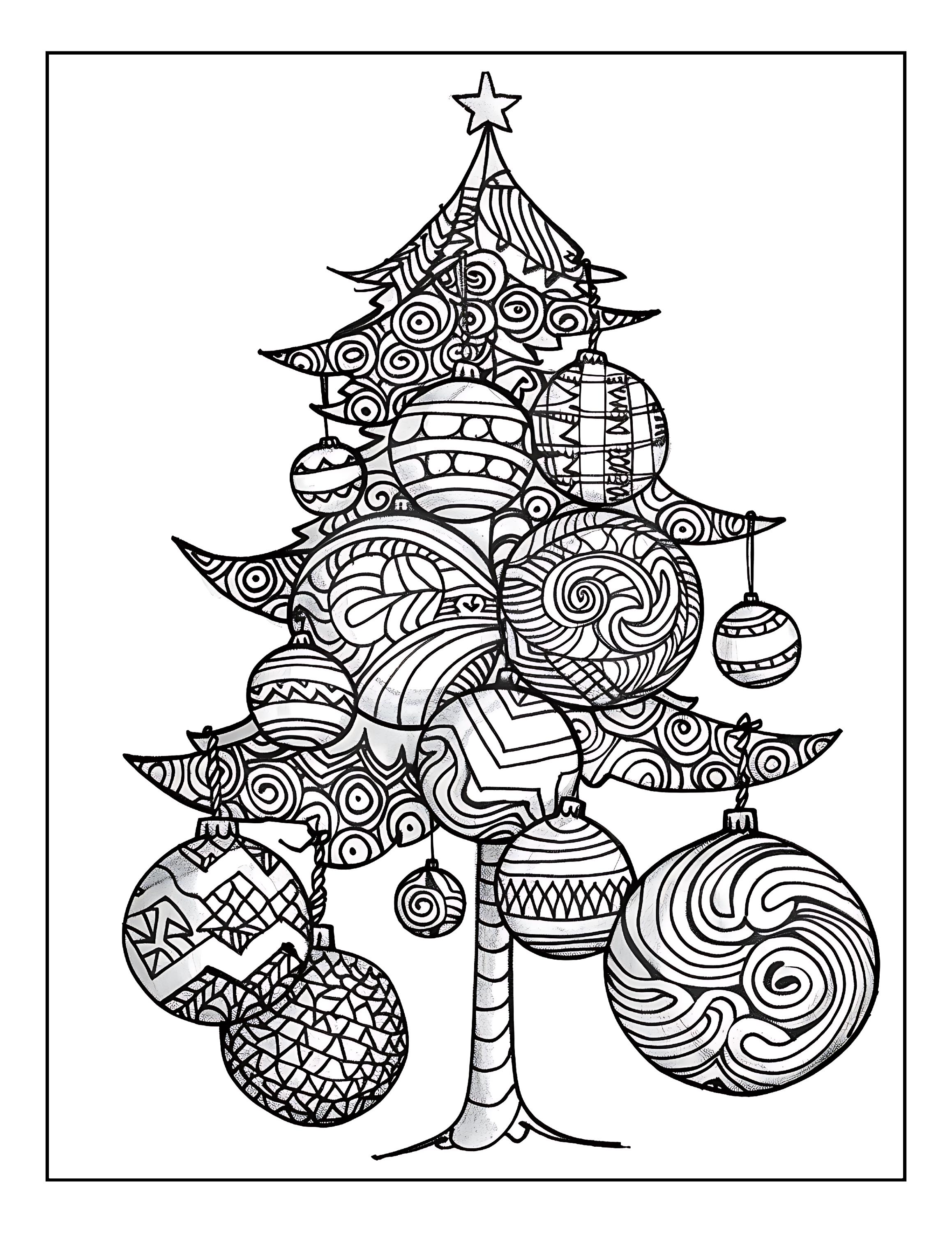 100 Woodland Christmas Tree Coloring Pages PDF + PNG Files | Digital ...