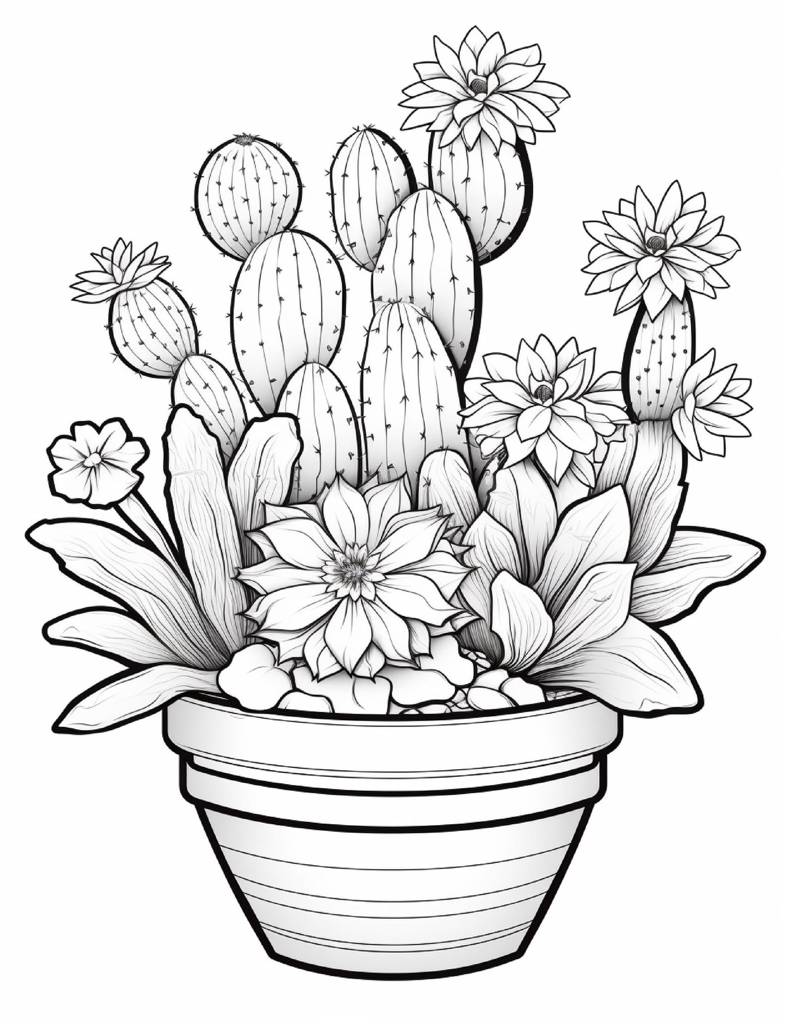 100 Cactus Flower Coloring Pages | PDF Download With Bonus JPG Images ...
