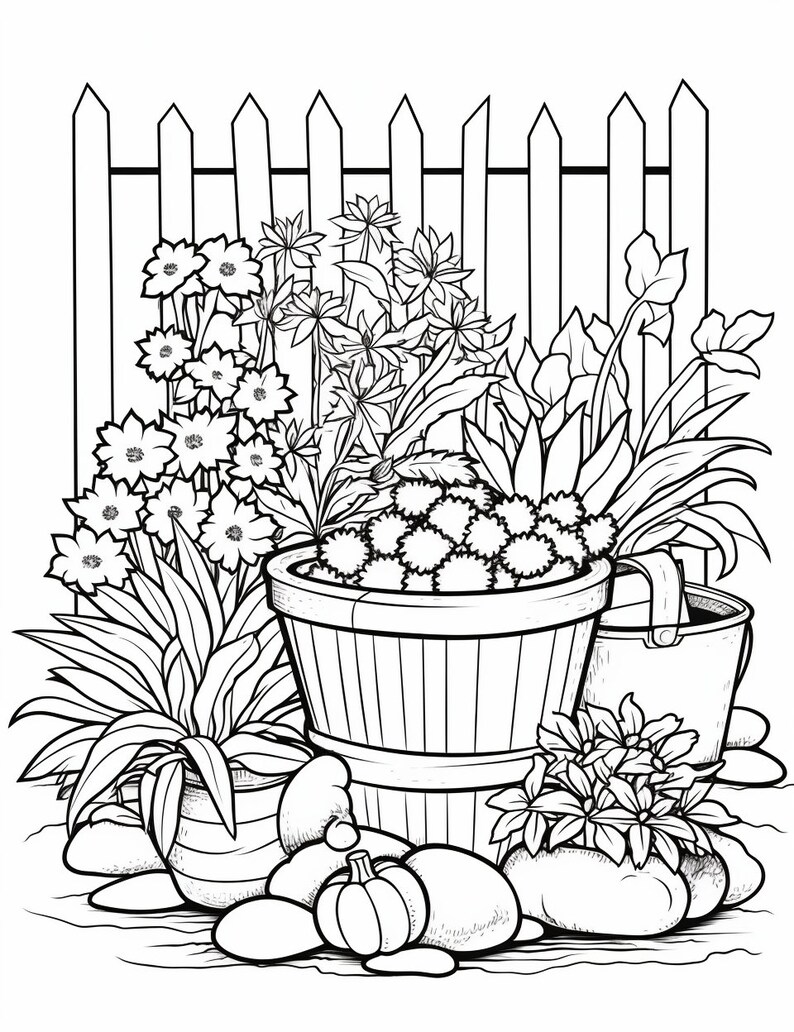 10 X Garden Flower Pages to Color - Etsy