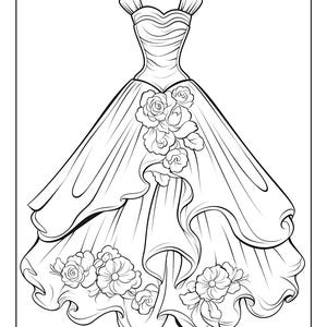 100 Dresses to Color - Instant PDF Download - Fashion Coloring Pages ...