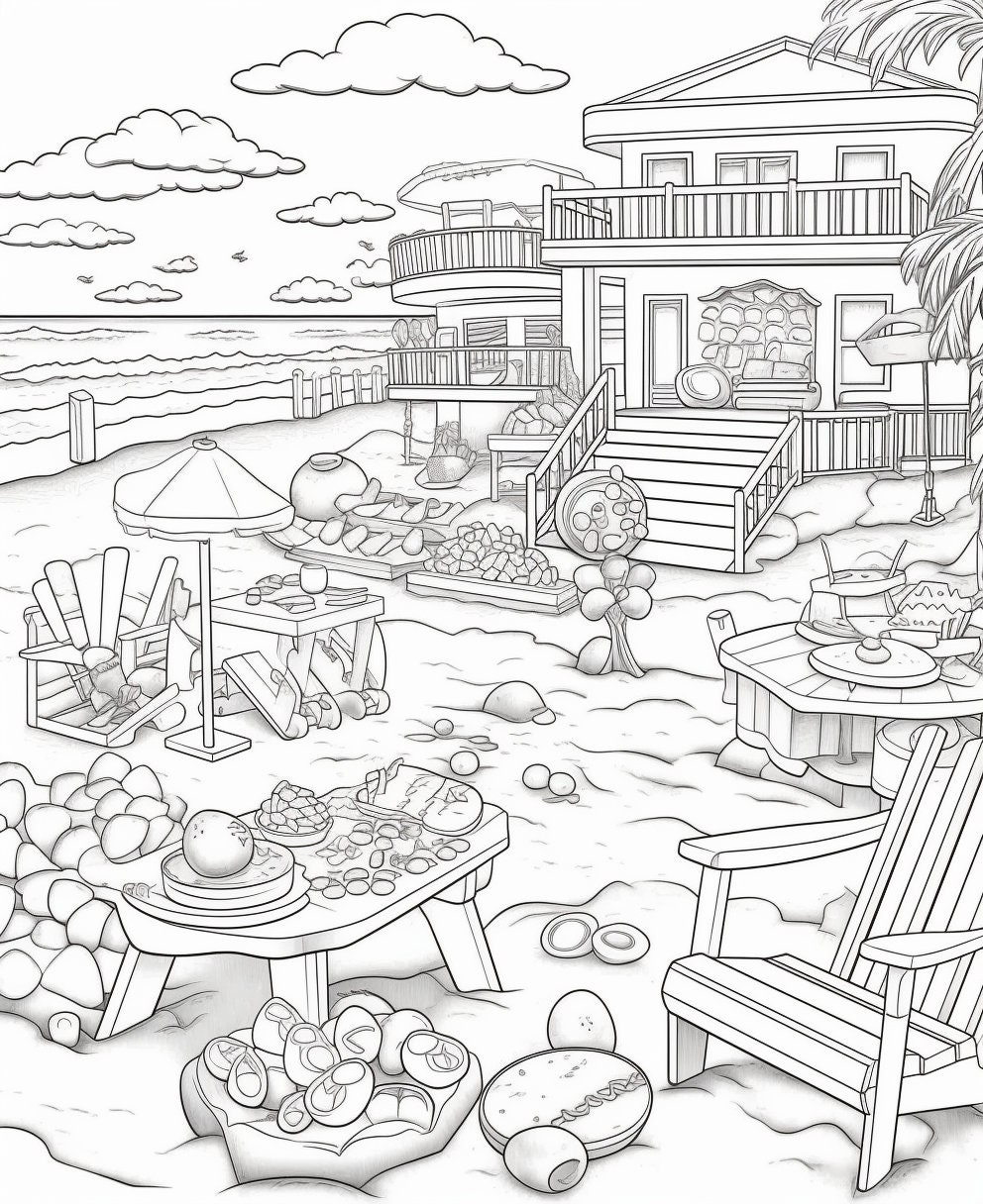 Beach Bliss: 10 Printable Coloring Pages for Relaxing Coastal Scenes - Etsy