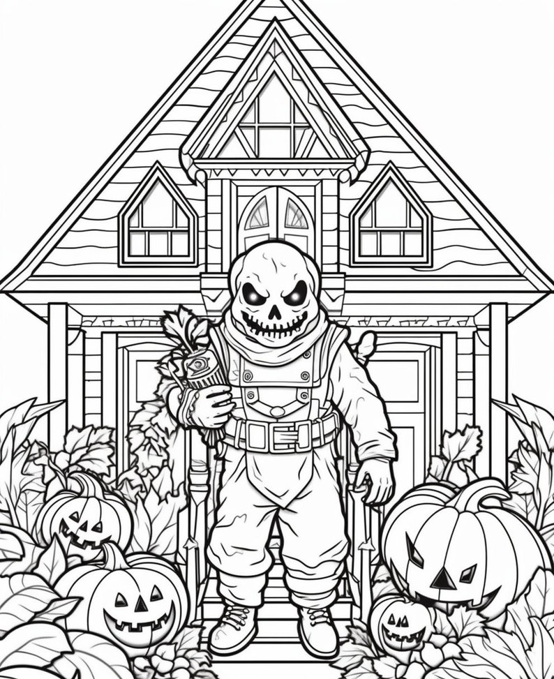 Eerie Escapes: 61 Haunted House Coloring Pages for Spooky Creativity - Etsy