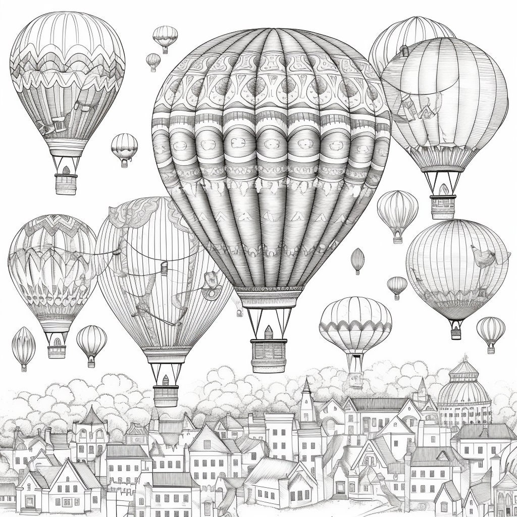 Up, Up, and Color: 72 Hot Air Balloons Ready for Your Creativity - Etsy