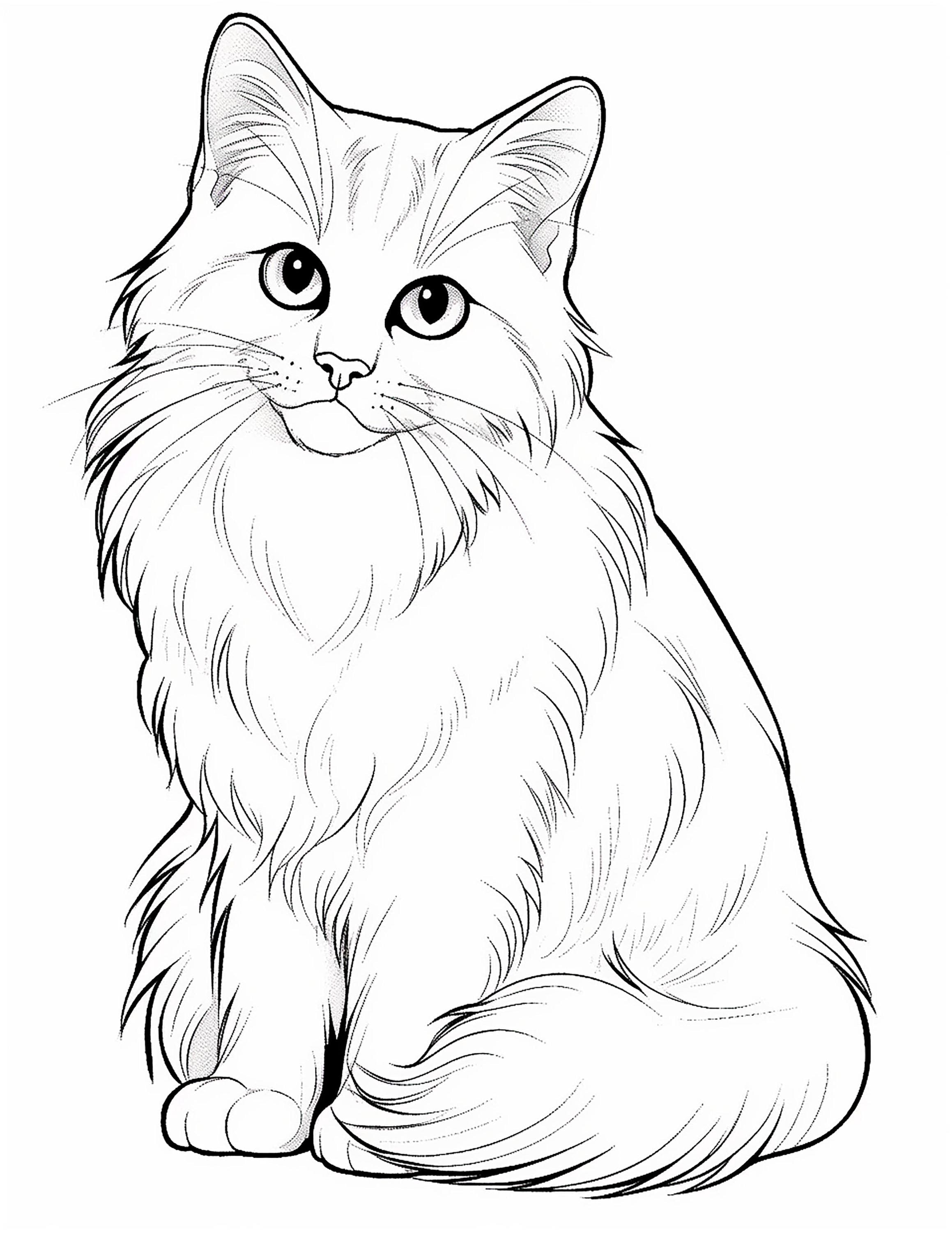 110 Realistic Cat Coloring Pages | Purrfectly Detailed Art | PDF, JPG ...