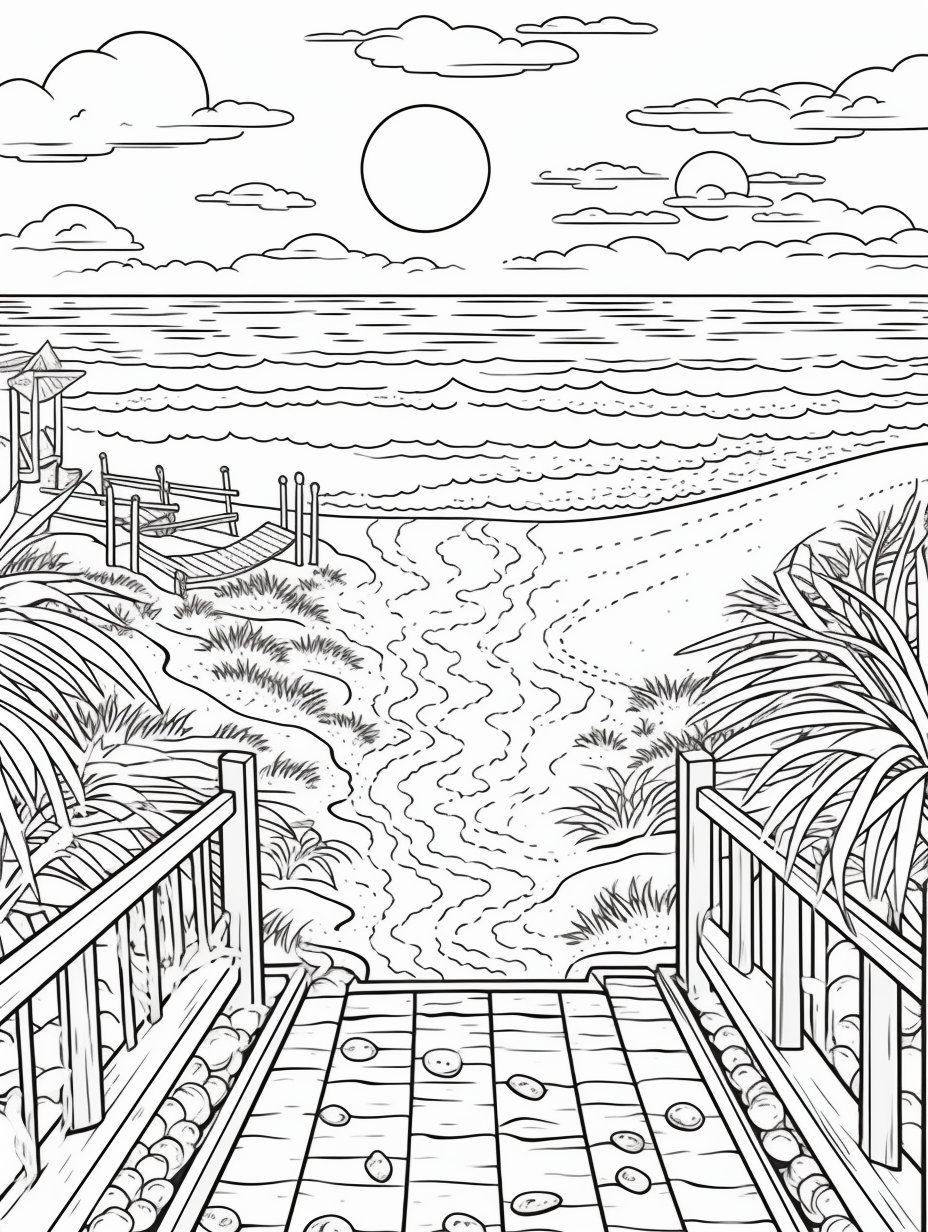 Beach Bliss: 10 Printable Coloring Pages for Relaxing Coastal Scenes - Etsy