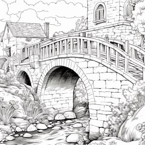 117 Charming Country Village Scenes (part 1): Printable PDF Coloring ...