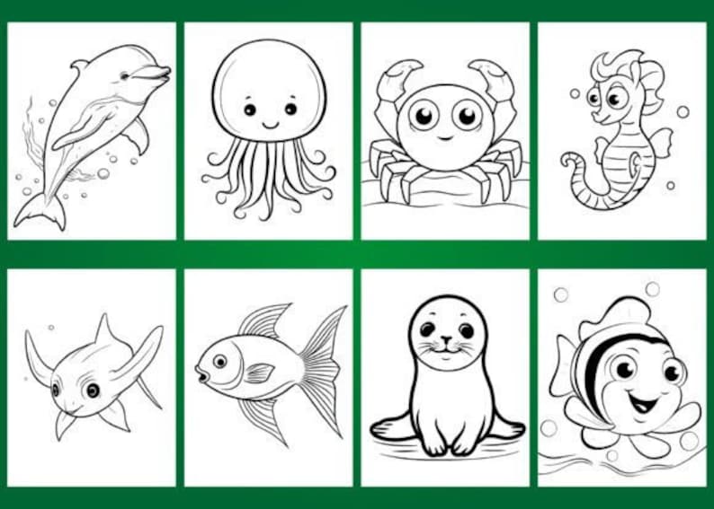 Download Instantly: 229 Adorable Ocean Animal Coloring Pages - Cute ...