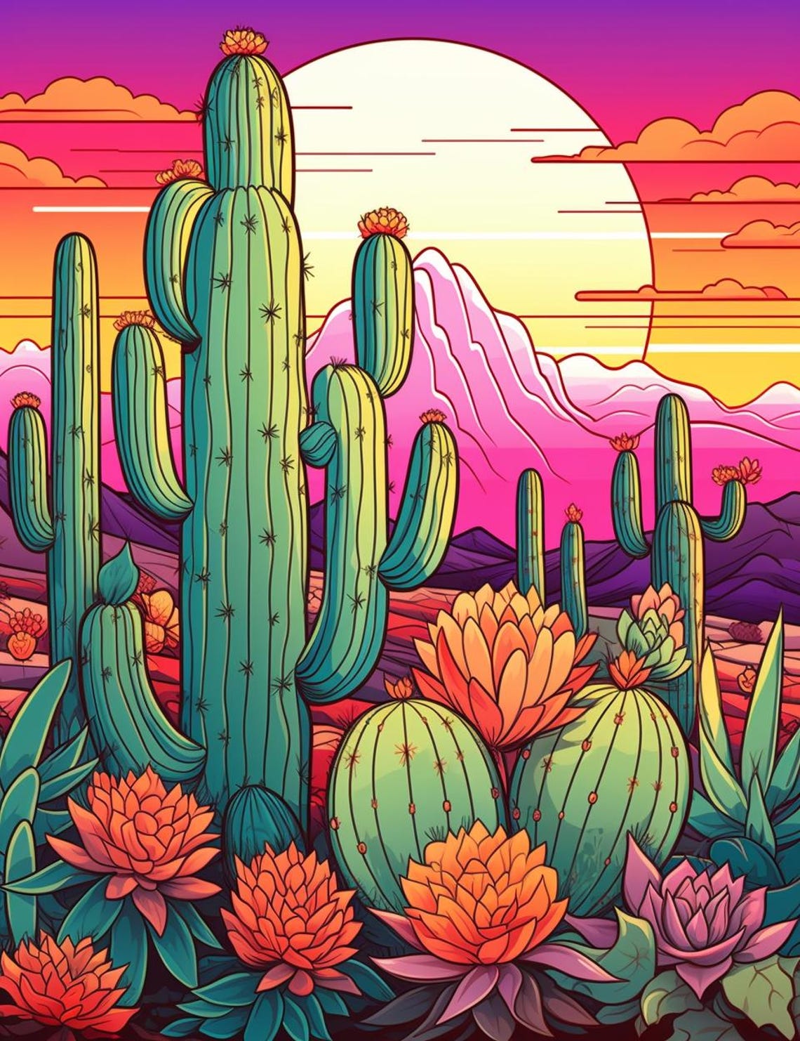 100 Cactus Flower Coloring Pages PDF Download With Bonus JPG Images ...