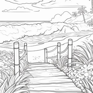Beach Bliss: 10 Printable Coloring Pages for Relaxing Coastal Scenes - Etsy