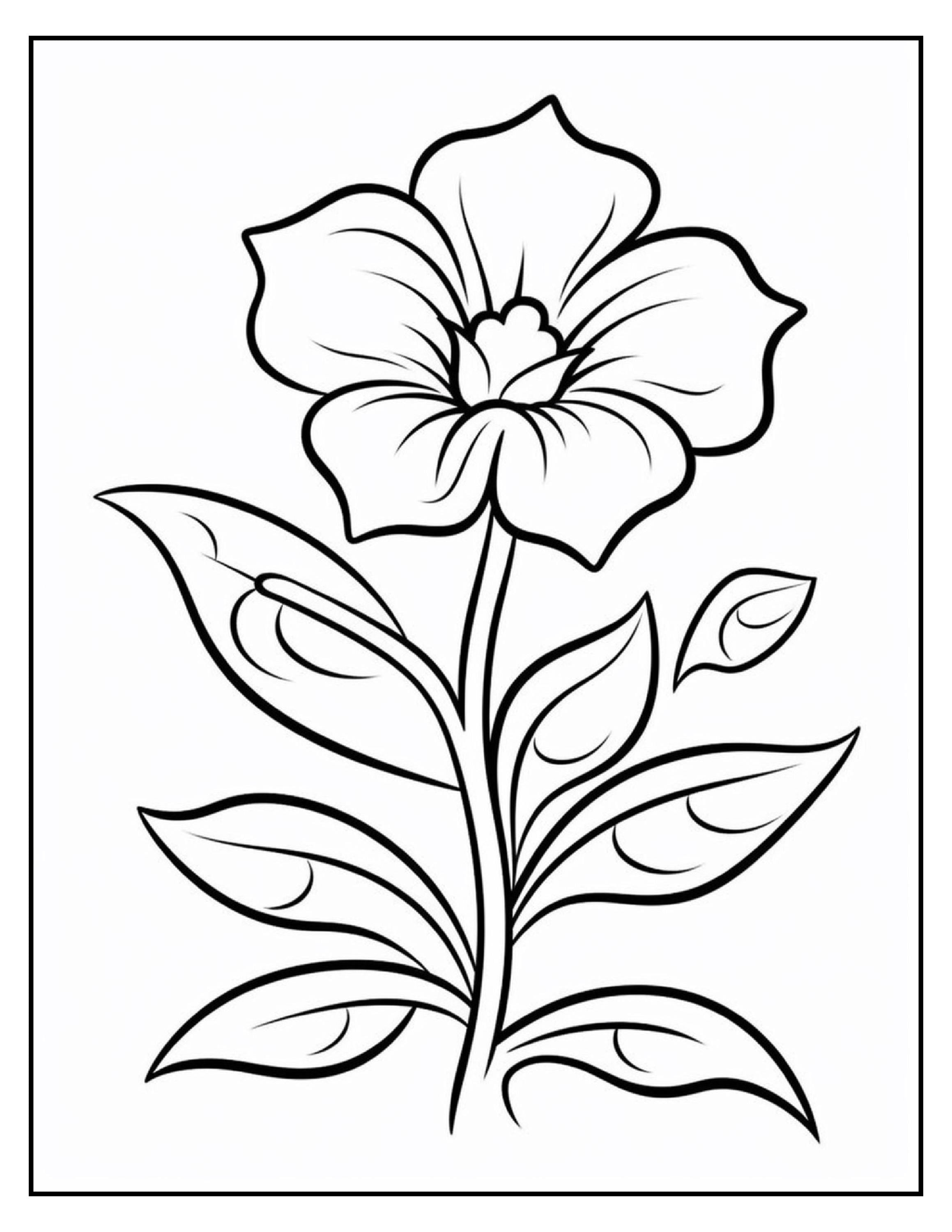53 Easy Flower Coloring Pages - Instant PDF Download - Relaxing Floral ...
