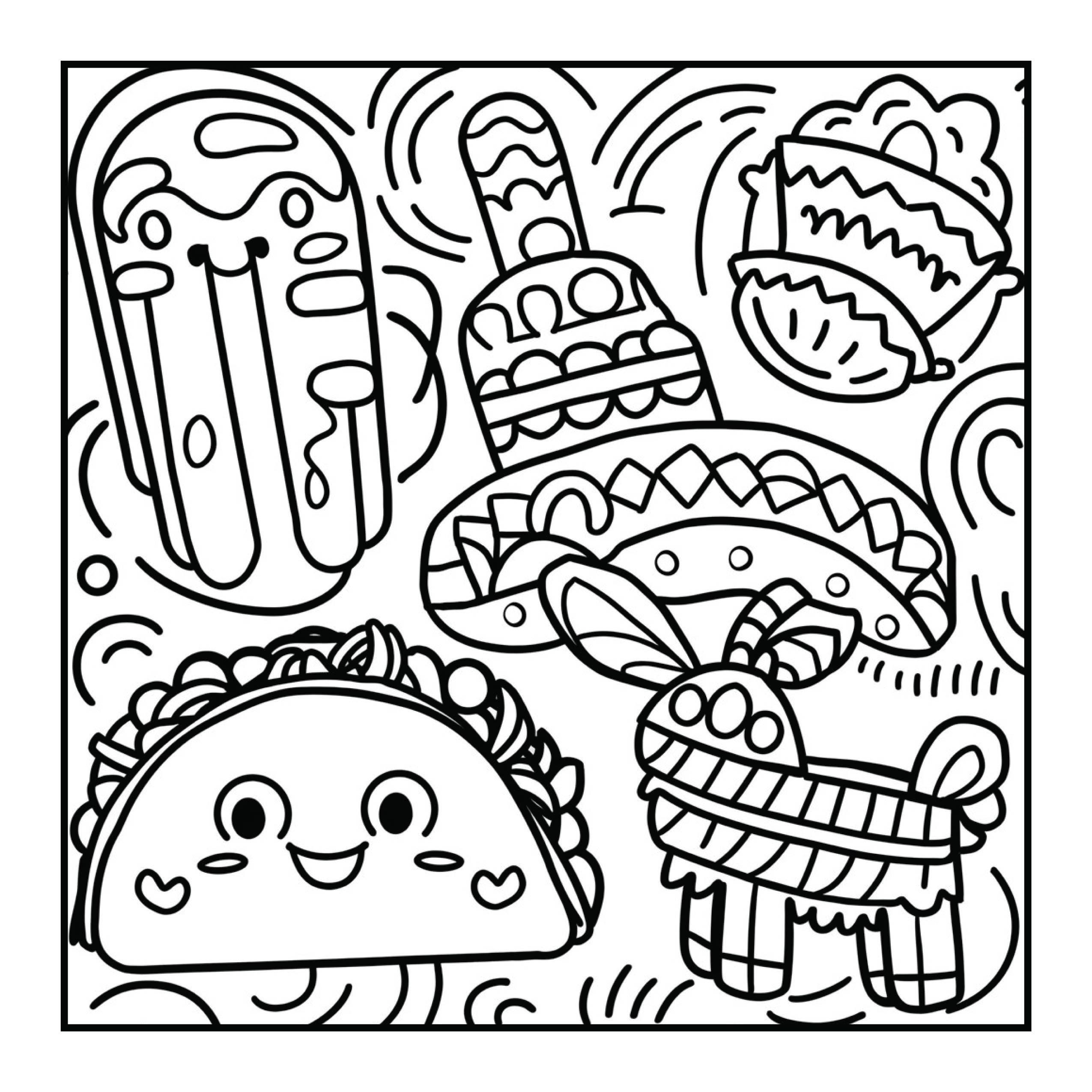 Mexican Treats Coloring Book: 50 Fun Printable Pages (digital Download ...