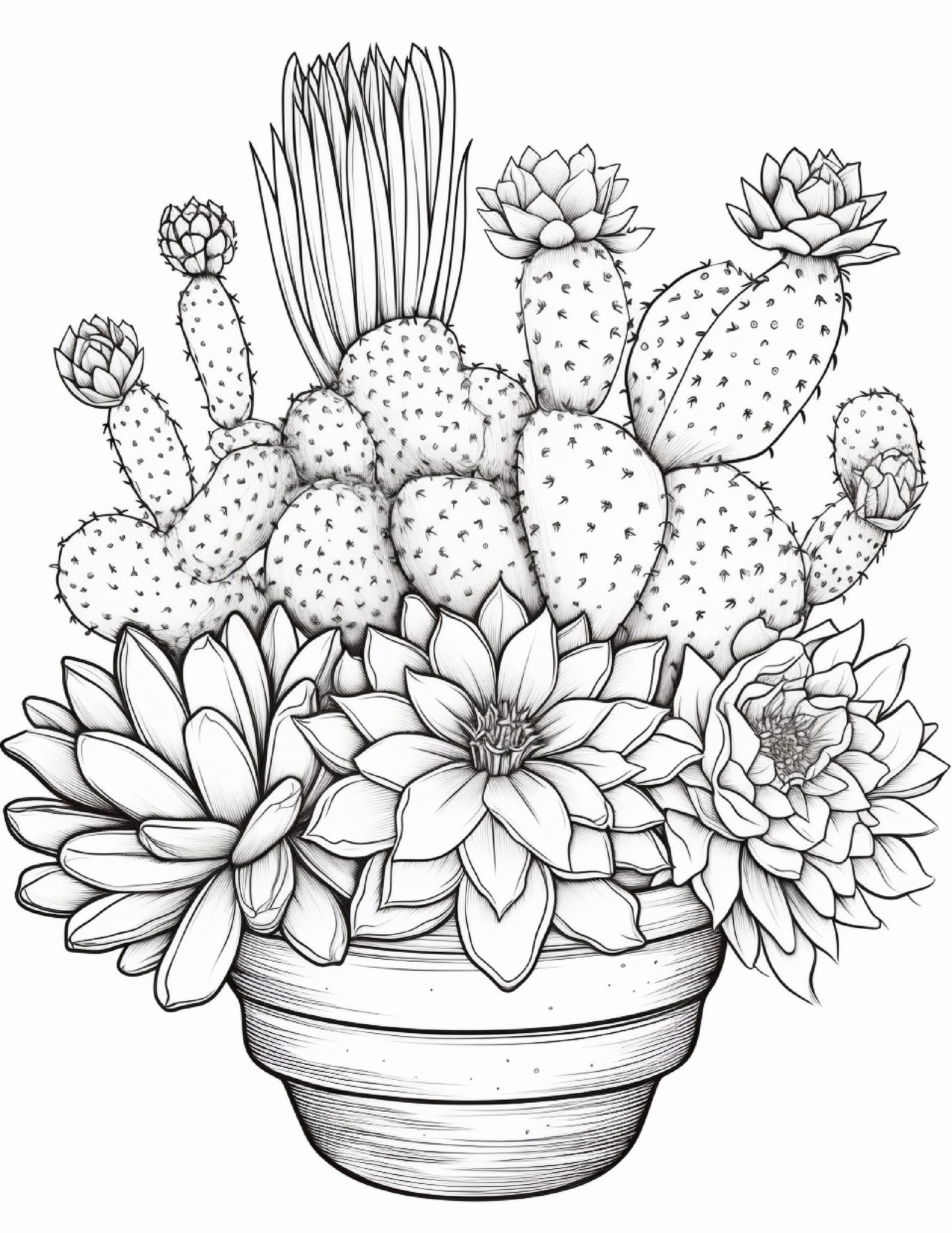100 Cactus Flower Coloring Pages | PDF Download With Bonus JPG Images ...