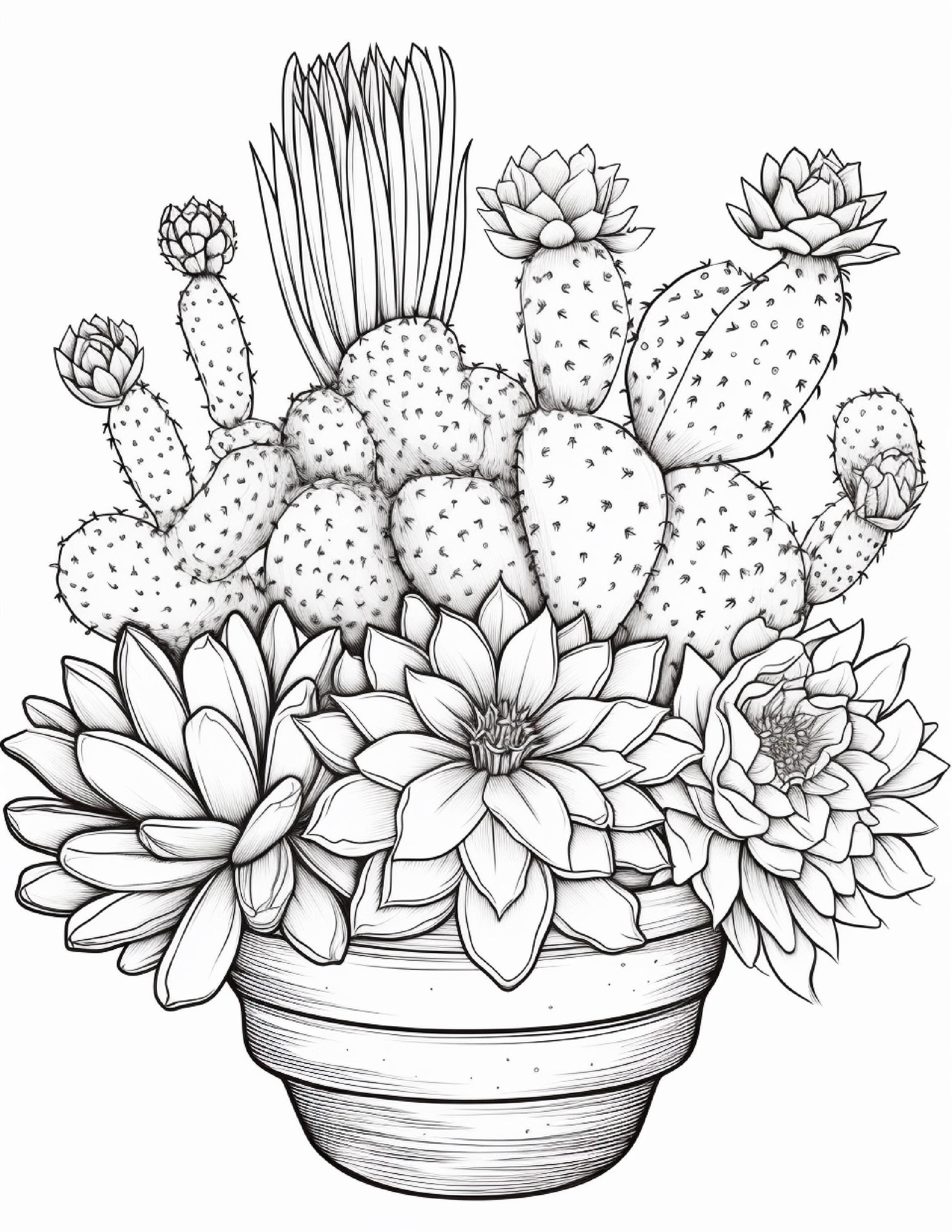 100 Cactus Flower Coloring Pages | PDF Download With Bonus JPG Images ...