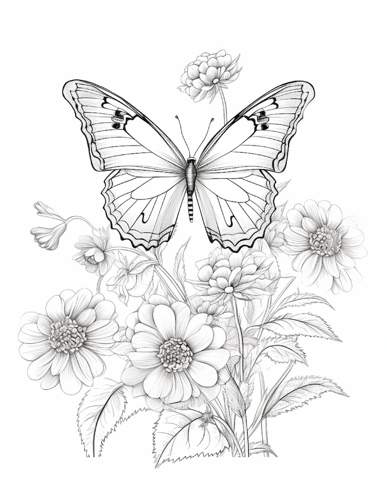 Butterfly & Flower Coloring Pages: 211 Intricate Designs (PDF Download ...