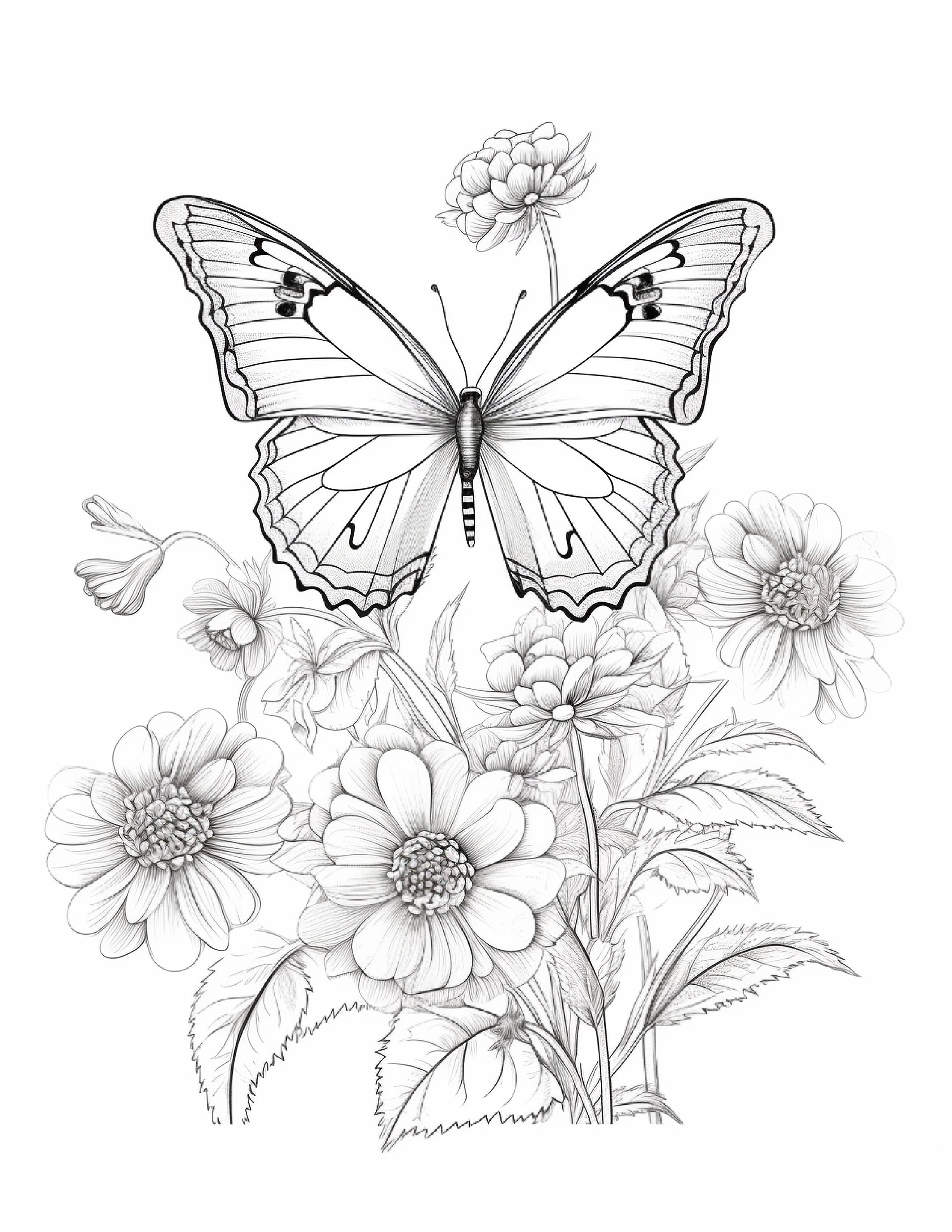 Butterfly & Flower Coloring Pages: 211 Intricate Designs (PDF Download ...