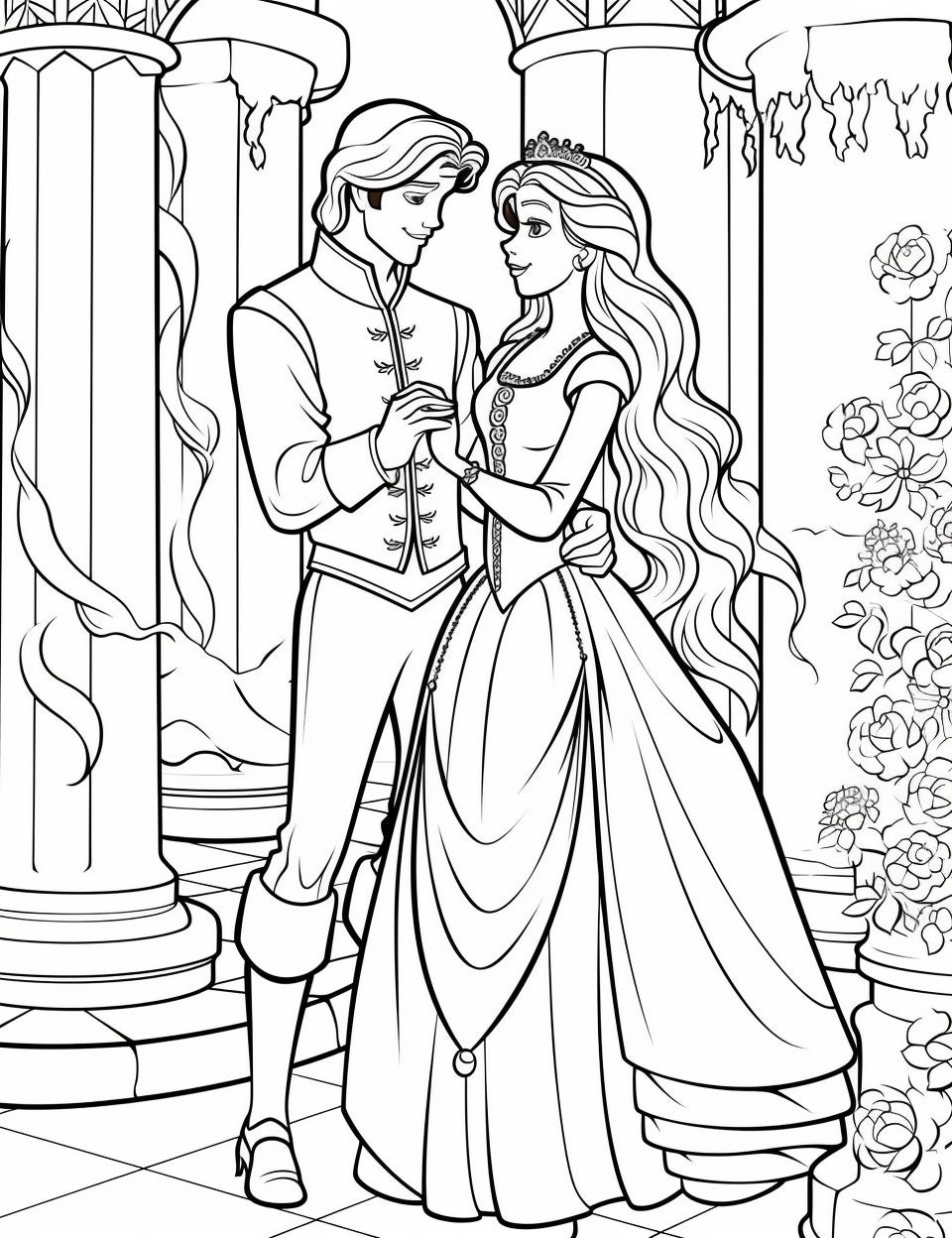 Princes and Princesses Printable Coloring Pages - Etsy