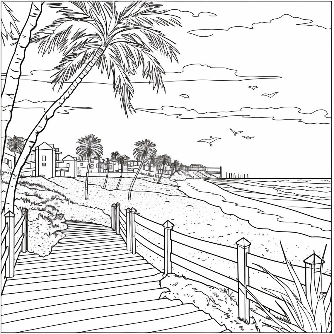 Beach Bliss: 10 Printable Coloring Pages for Relaxing Coastal Scenes - Etsy