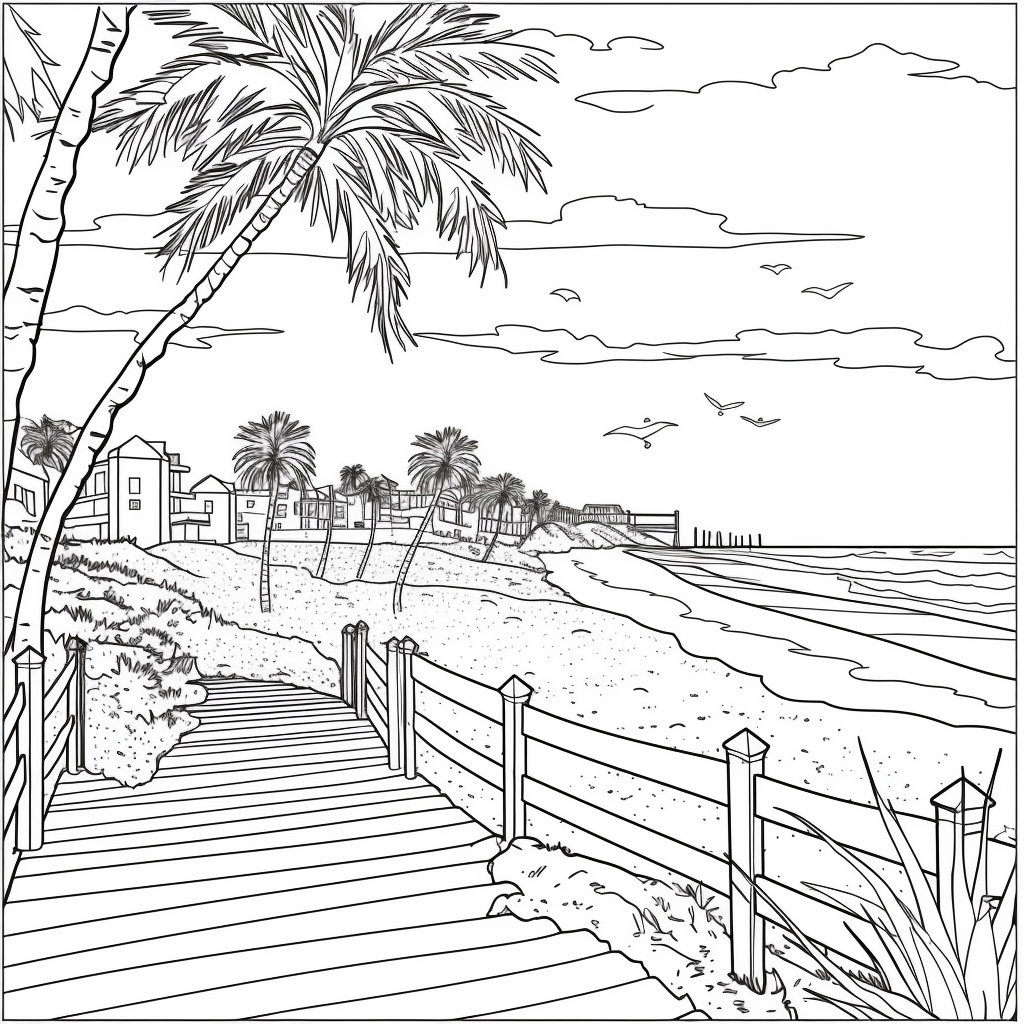 Beach Bliss: 10 Printable Coloring Pages for Relaxing Coastal Scenes - Etsy