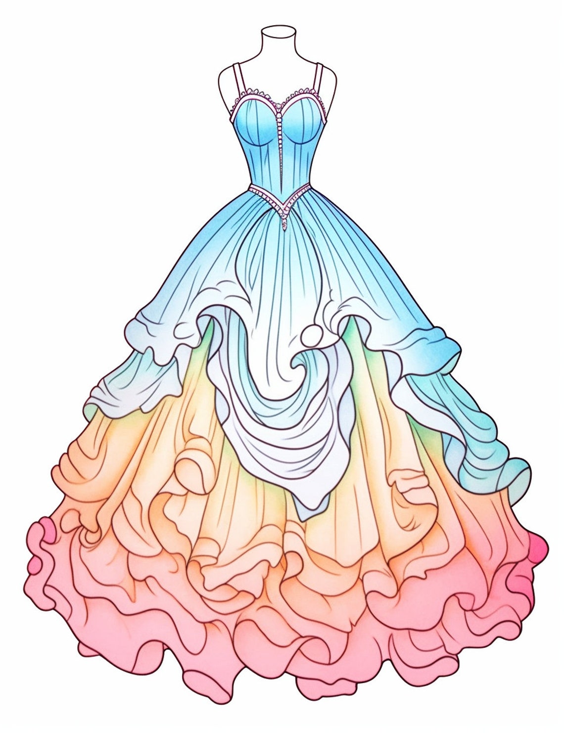 Set of 143 Coloring Dresses - DIY Fashion Fun for All Ages to Color - Etsy