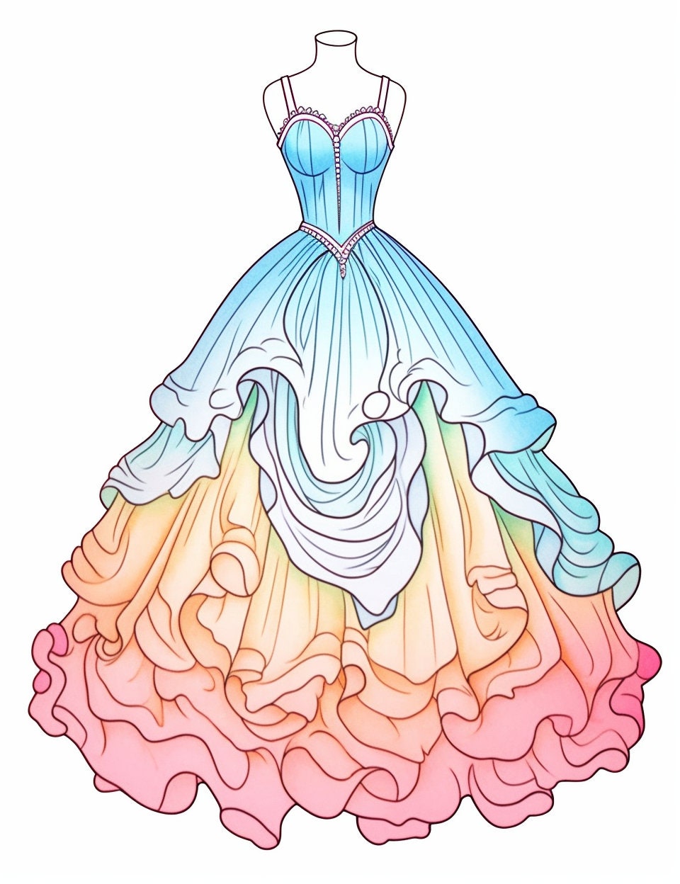 Set of 143 Coloring Dresses - DIY Fashion Fun for All Ages to Color - Etsy