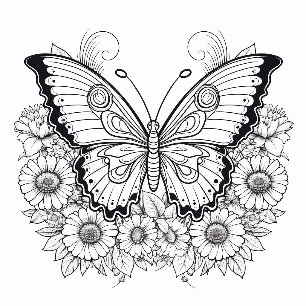 Exquisite Butterfly Coloring Pages part 2 for Your Creative Delight - Etsy