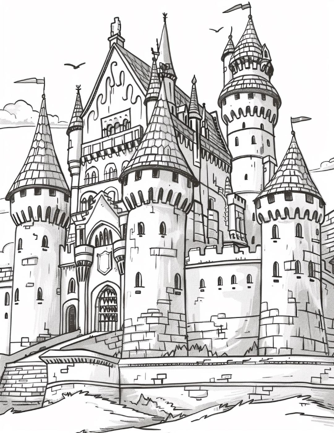 Medieval Castle Coloring Pages: 100 Immersive Designs (PDF + PNG ...