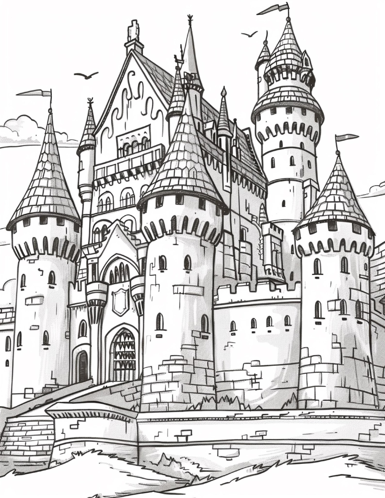 100 Immersive Medieval Castle Coloring Pages PDF + 200 PNG Files ...