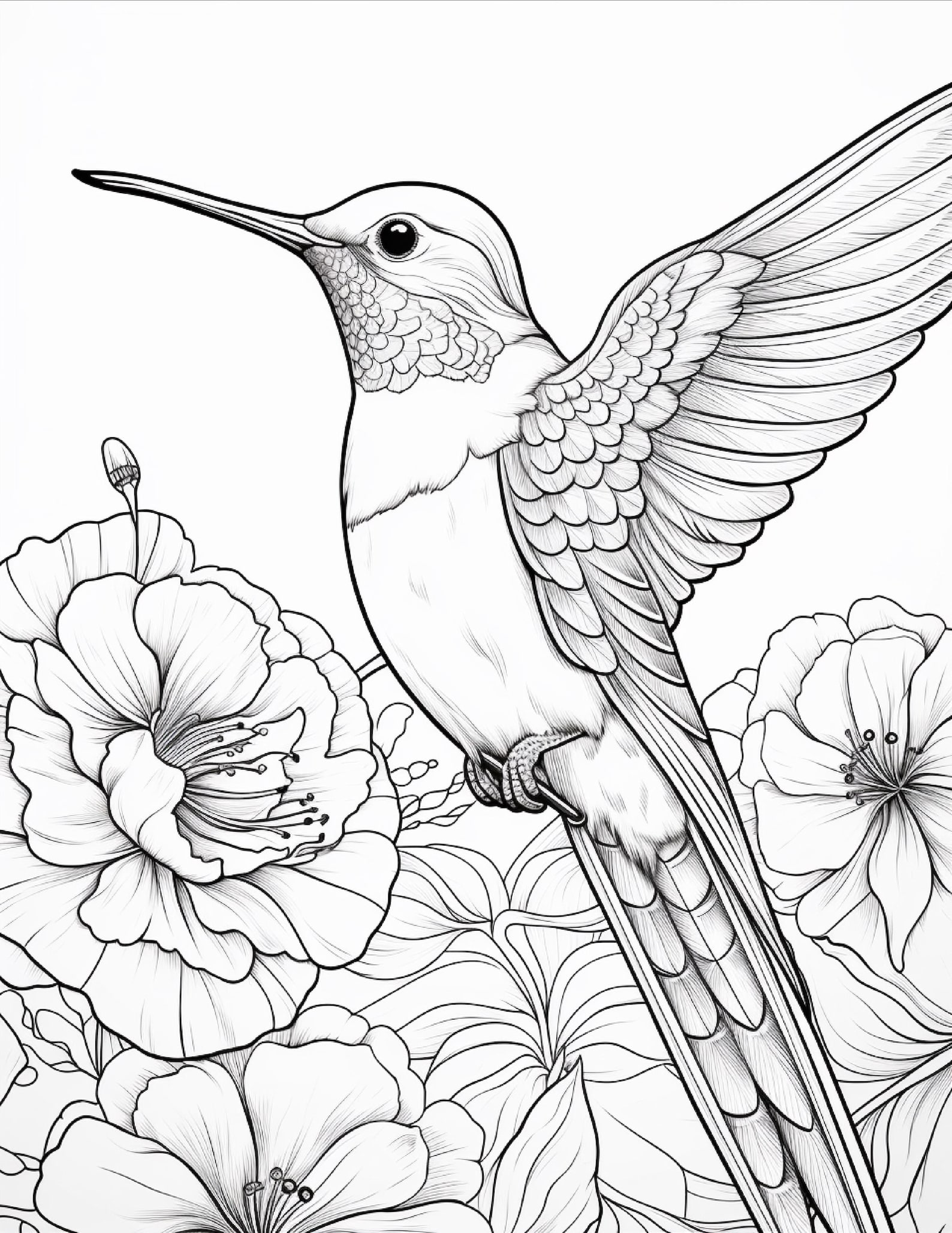 100 Hummingbird & Flower Coloring Pages PDF | Instant Download ...