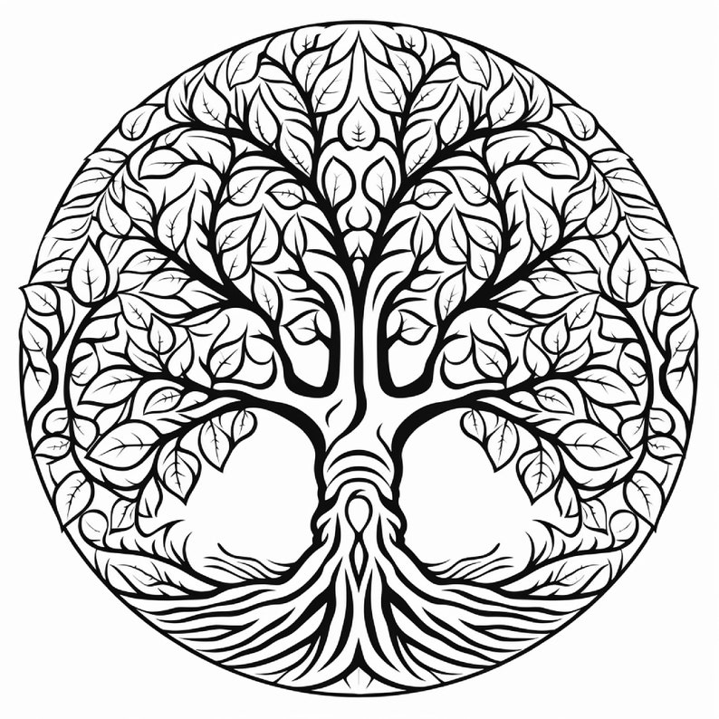 Mandala Tree Coloring Pages: 98 Zen Designs (PDF Download) - Etsy