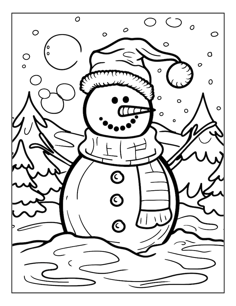 Winter Snowman Coloring Pages: 100 Fun Scenes (PDF & PNG) - Etsy