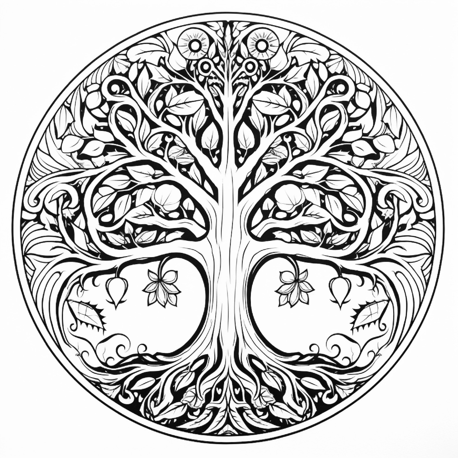 Mandala Tree Coloring Pages: 98 Zen Designs (PDF Download) - Etsy