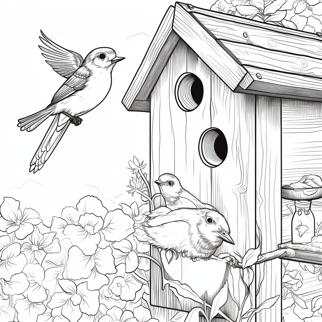 100 Bird Houses Coloring Pages + Bonus! Download Link With 291 Extra ...