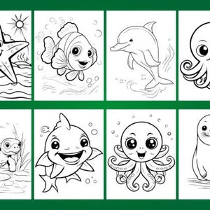Download Instantly: 229 Adorable Ocean Animal Coloring Pages - Cute ...