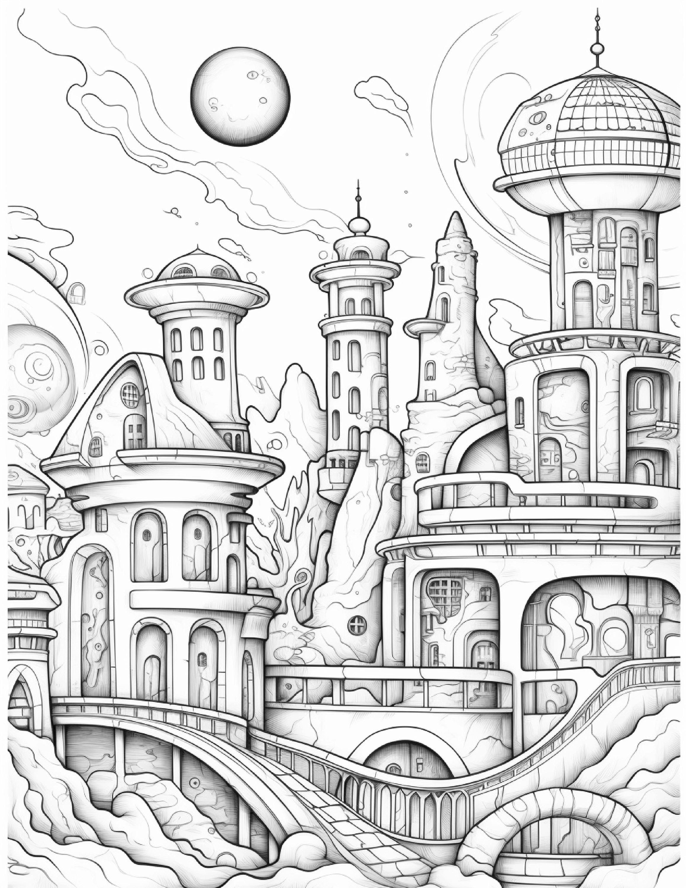Architectural Buildings Coloring Pages: 100 Designs + 160 Bonus Images ...