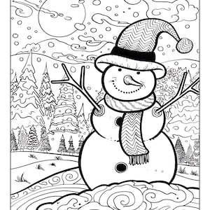 Winter Snowman Coloring Pages: 100 Fun Scenes (PDF & PNG) - Etsy