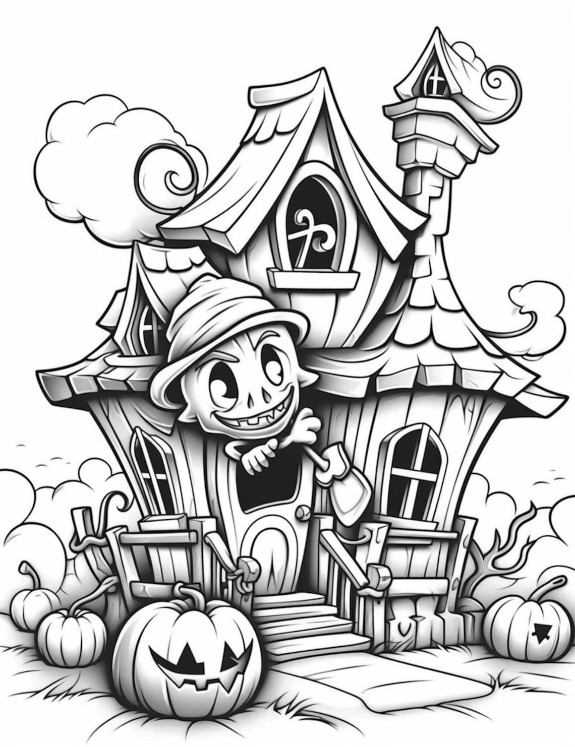 Eerie Escapes: 61 Haunted House Coloring Pages for Spooky Creativity - Etsy