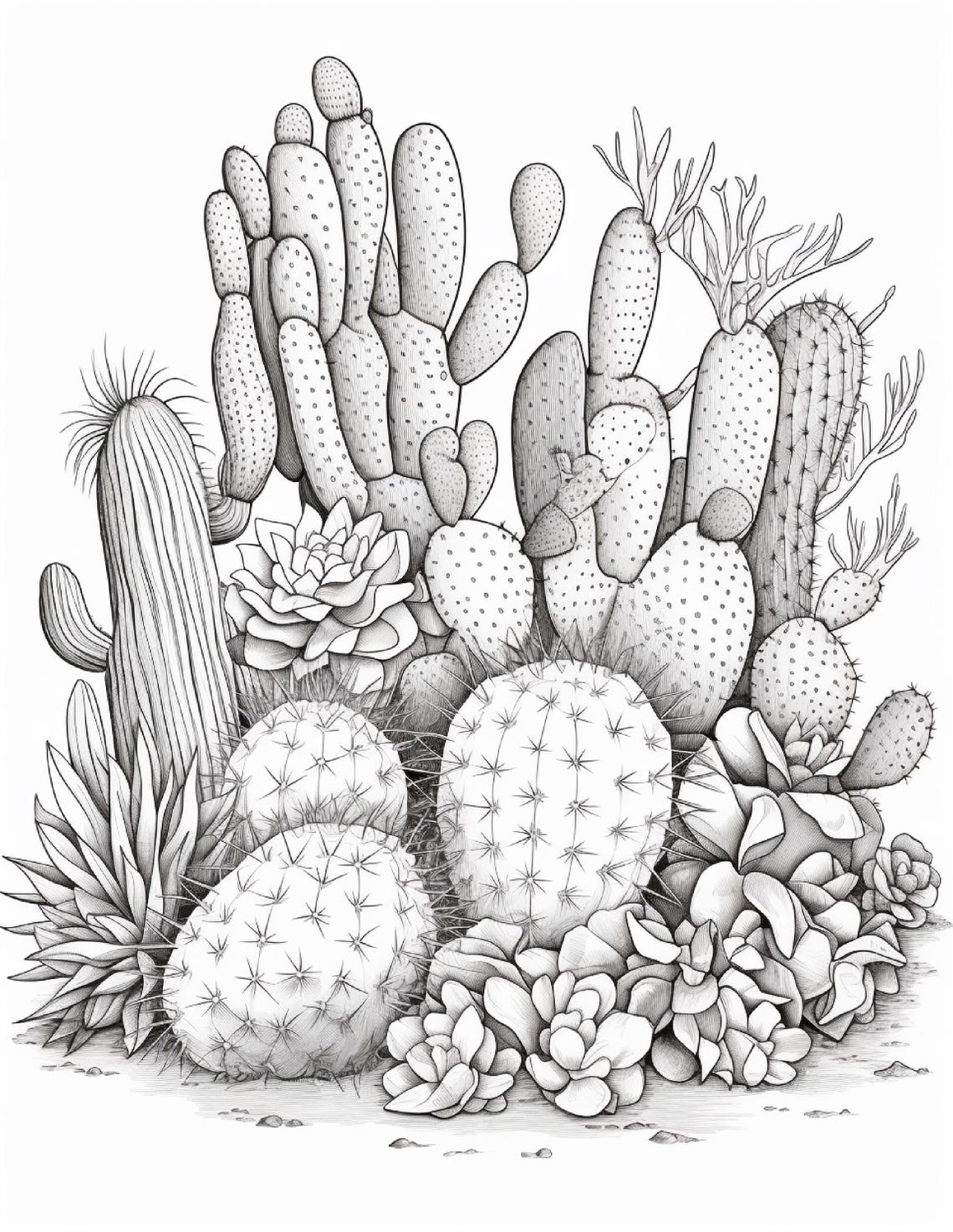 100 Cactus Flower Coloring Pages PDF Download With Bonus JPG Images ...