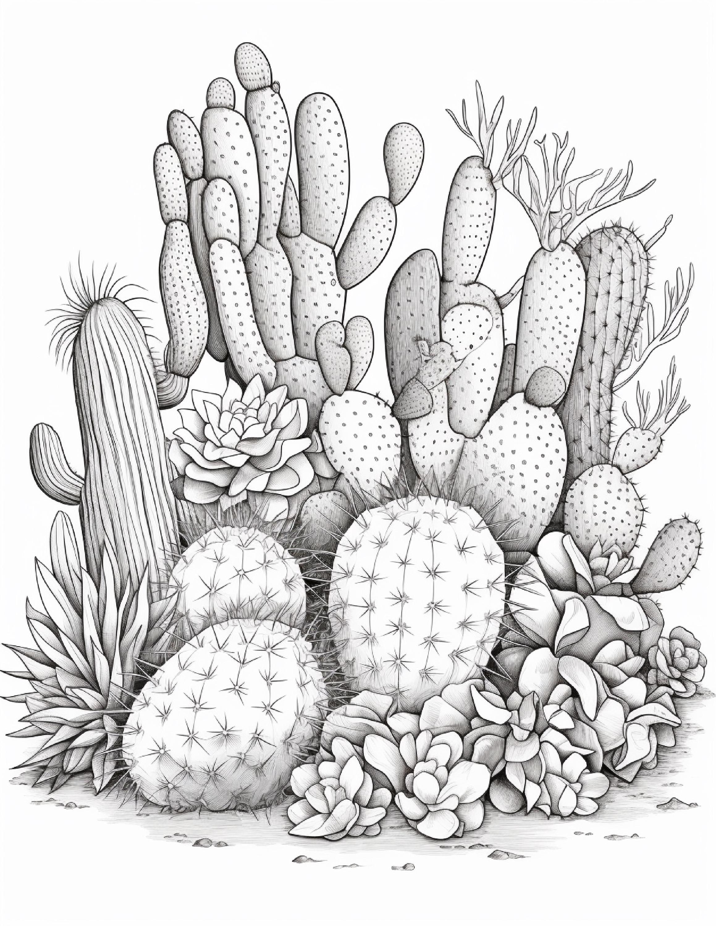 100 Cactus Flower Coloring Pages | PDF Download With Bonus JPG Images ...
