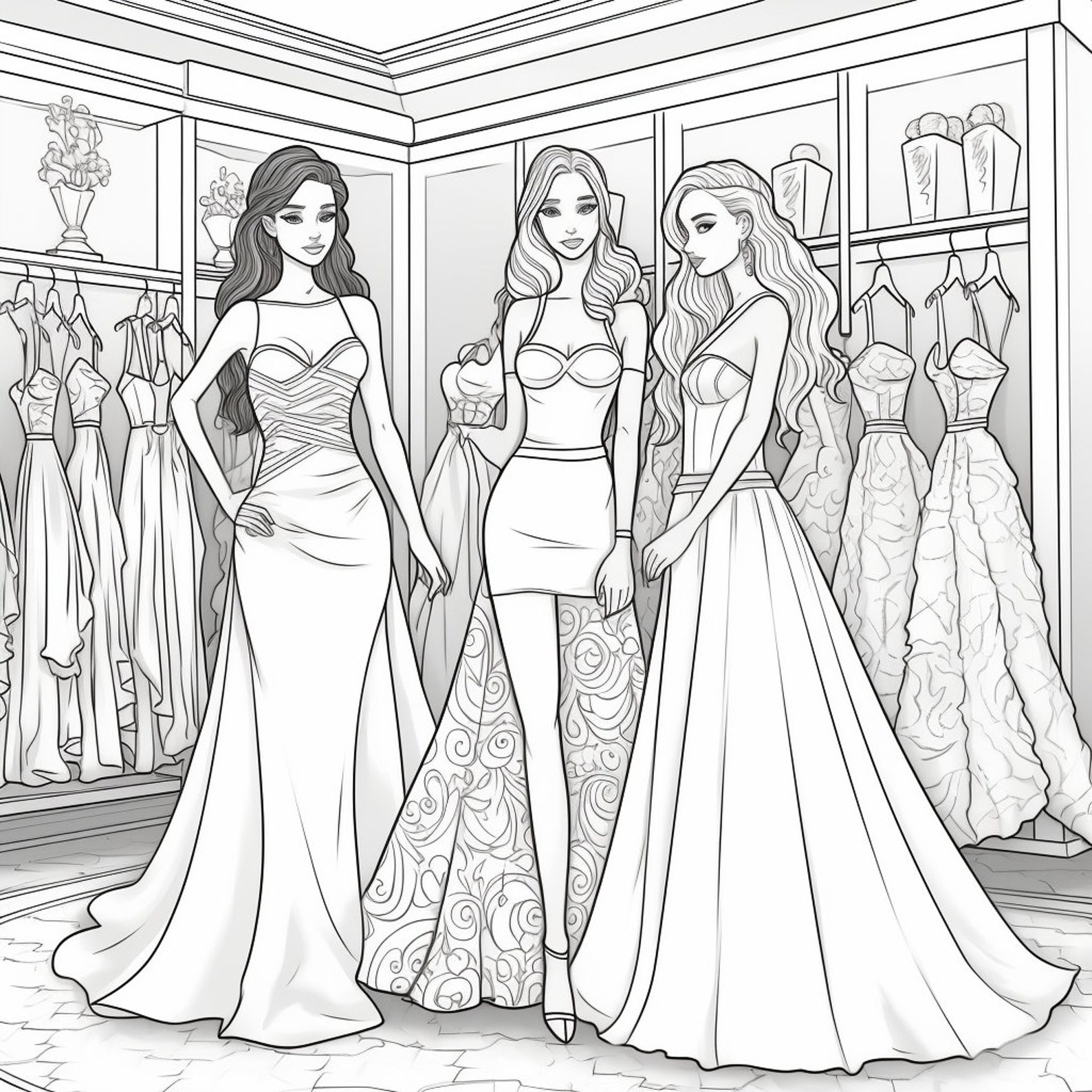 Set of 143 Coloring Dresses - DIY Fashion Fun for All Ages to Color - Etsy