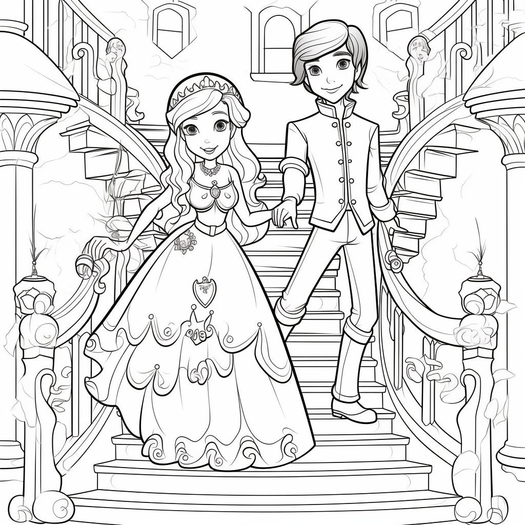 Princes and Princesses Printable Coloring Pages - Etsy