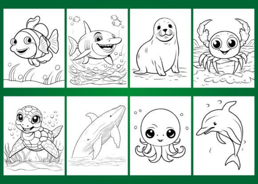 Download Instantly: 229 Adorable Ocean Animal Coloring Pages - Cute ...