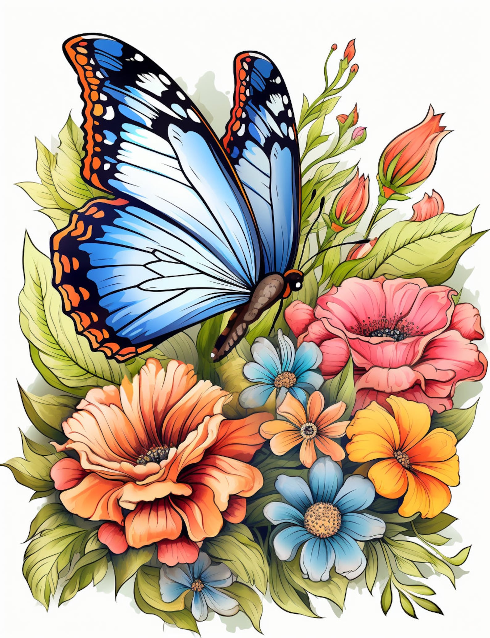 Butterfly & Flower Coloring Pages: 211 Intricate Designs (PDF Download ...