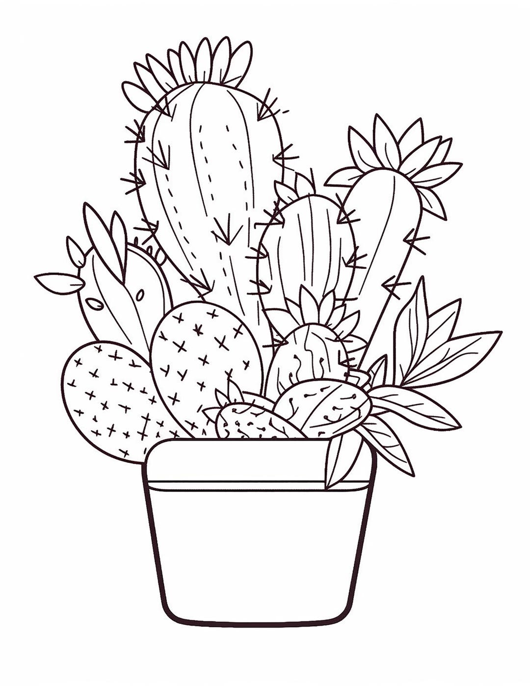 115 Cactus Coloring Pages PDF - Printable Art With PNG Files - Relaxing ...